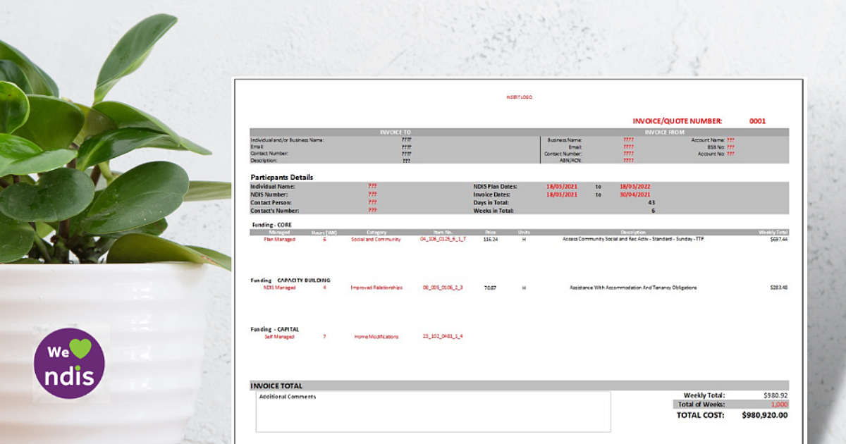 Invoice Template Form -… | Disability Compliance Australia