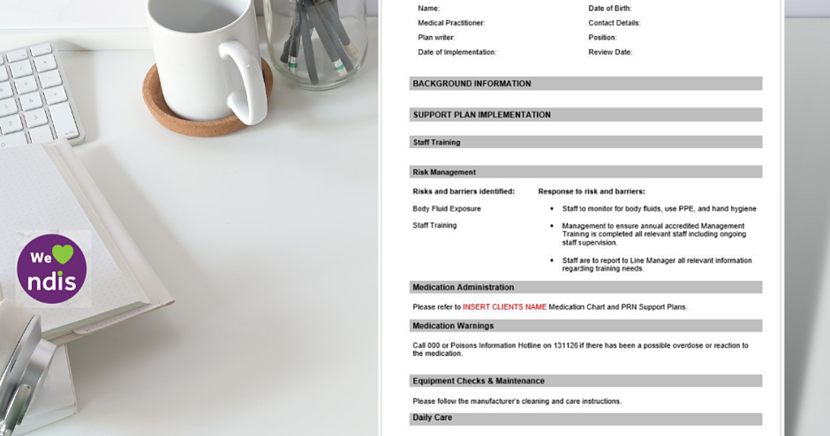 Support Plan - Blank | Disability Compliance Australia