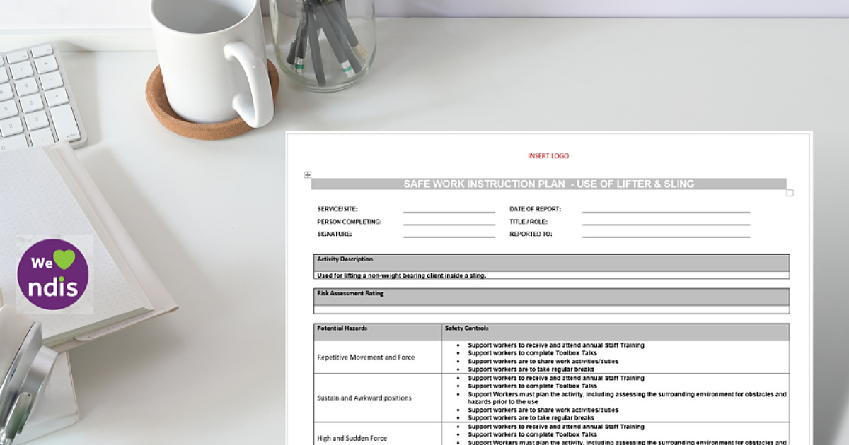 Safe-Work Instruction Plan - Lifter… | Disability Compliance Australia