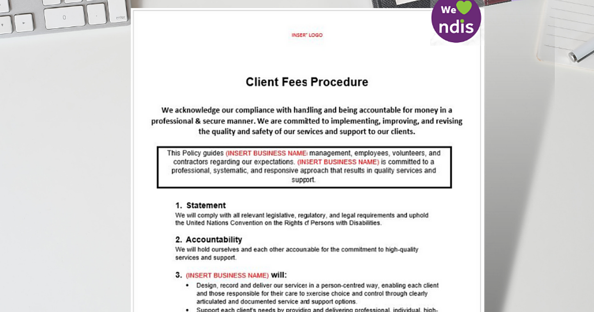 Client Fees Procedure | Disability Compliance Australia Client Fees Procedure | Disability Compliance Australia