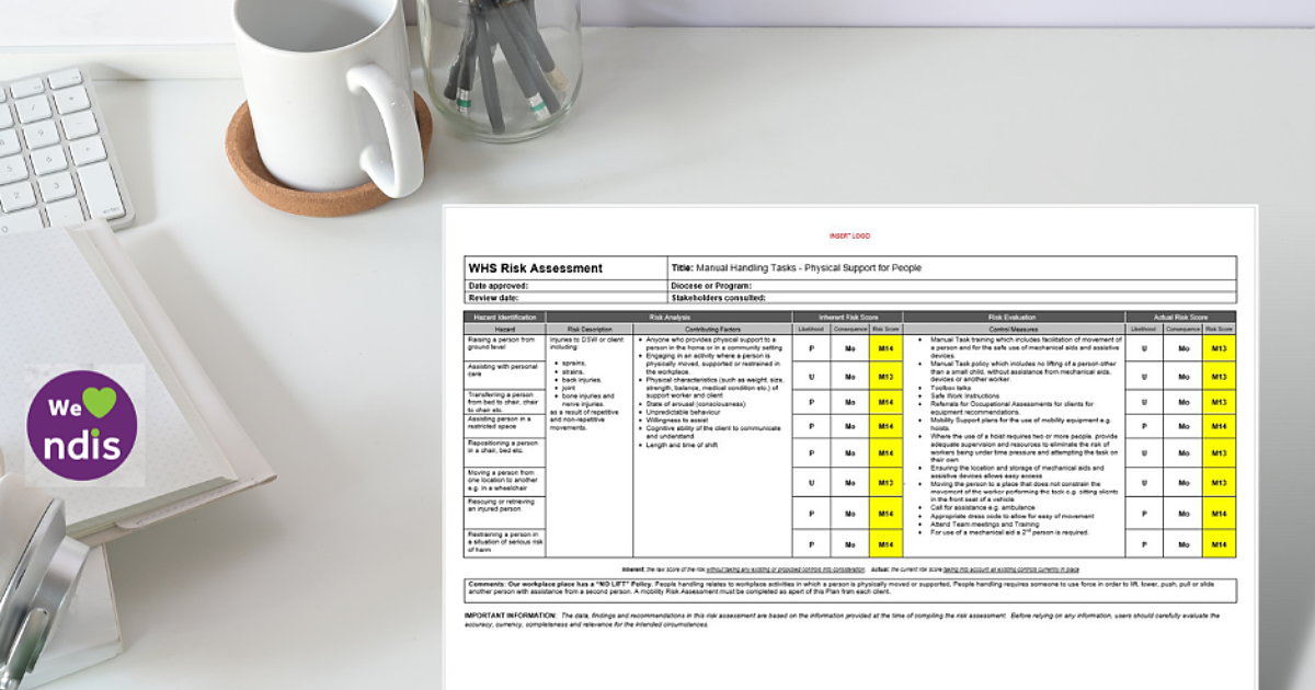 WHS Risk Assessment Plan - Manual… | Disability Compliance Australia