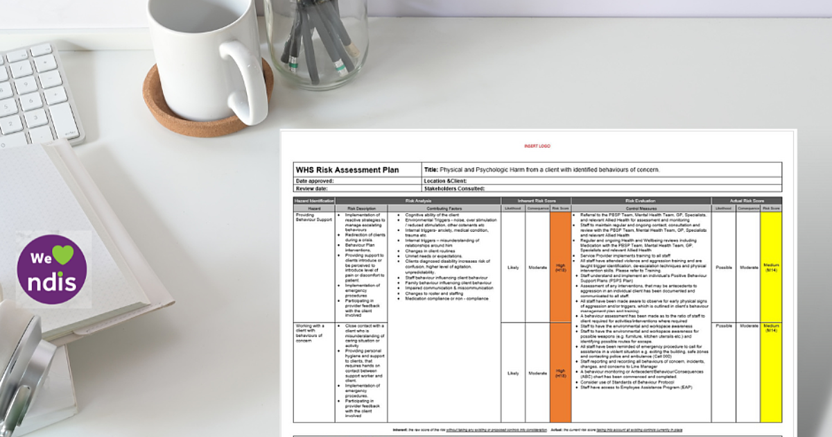 WHS Risk Assessment Plan -… | Disability Compliance Australia