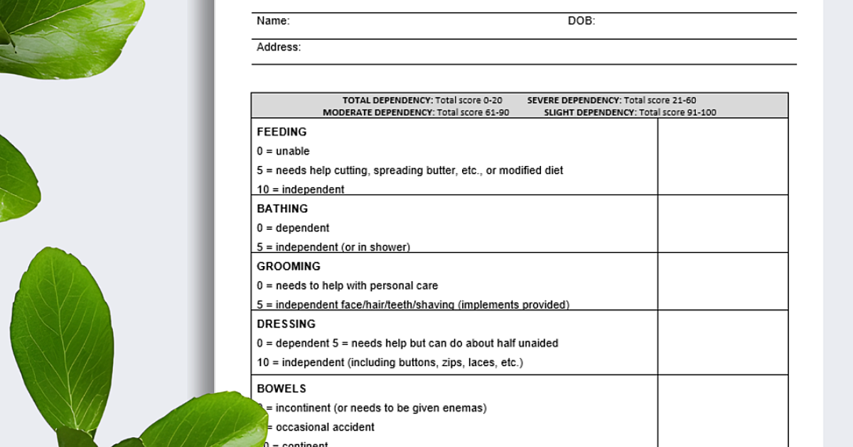 ADL's Assessment Form | Disability Compliance Australia