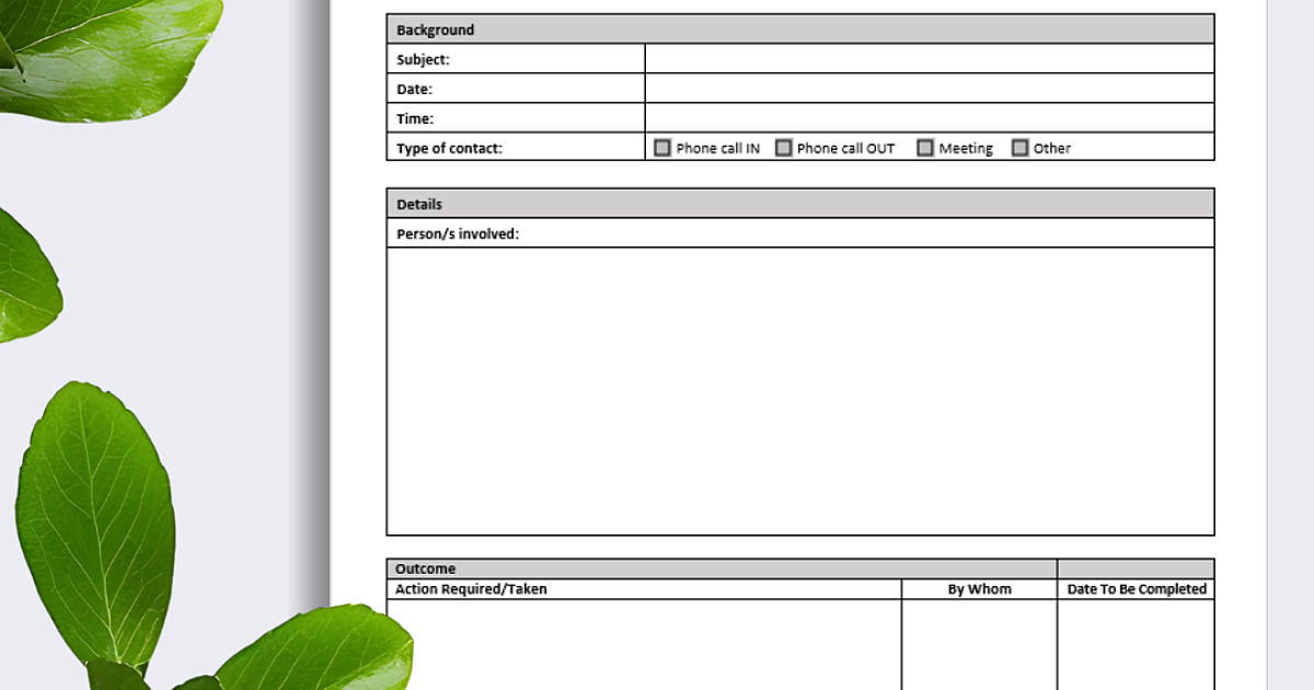 Record of Conversation Form | Disability Compliance Australia