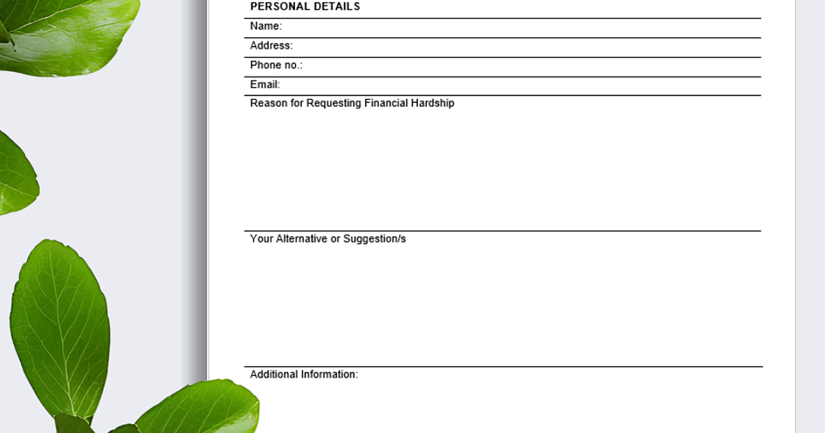 Financial Hardship Request Form | Disability Compliance Australia