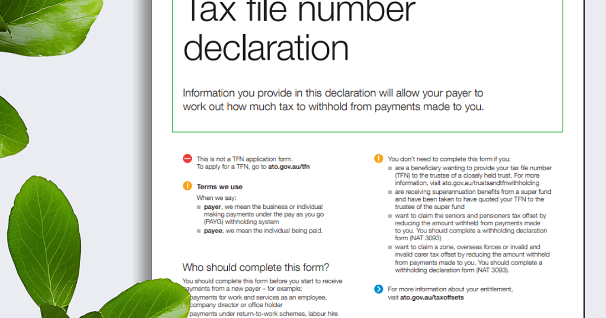Tax File Declaration Form | Disability Compliance Australia