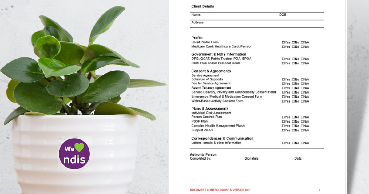 Client File Index Form - Support… | Disability Compliance Australia