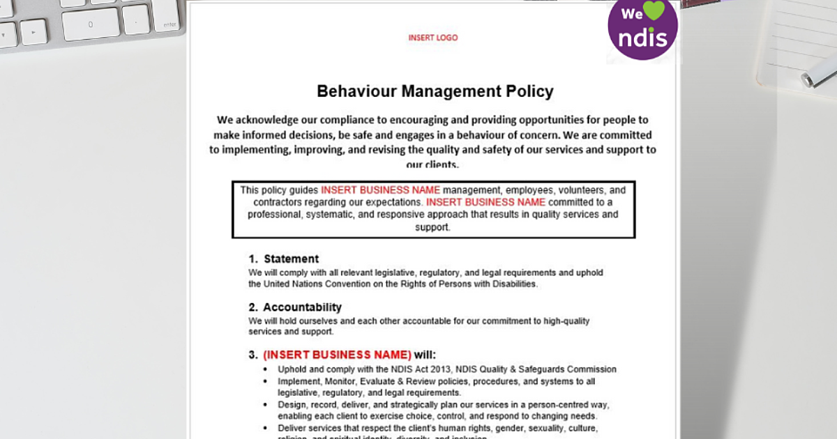 Behaviour Management Policy | Disability Compliance Australia Behaviour Management Policy | Disability Compliance Australia