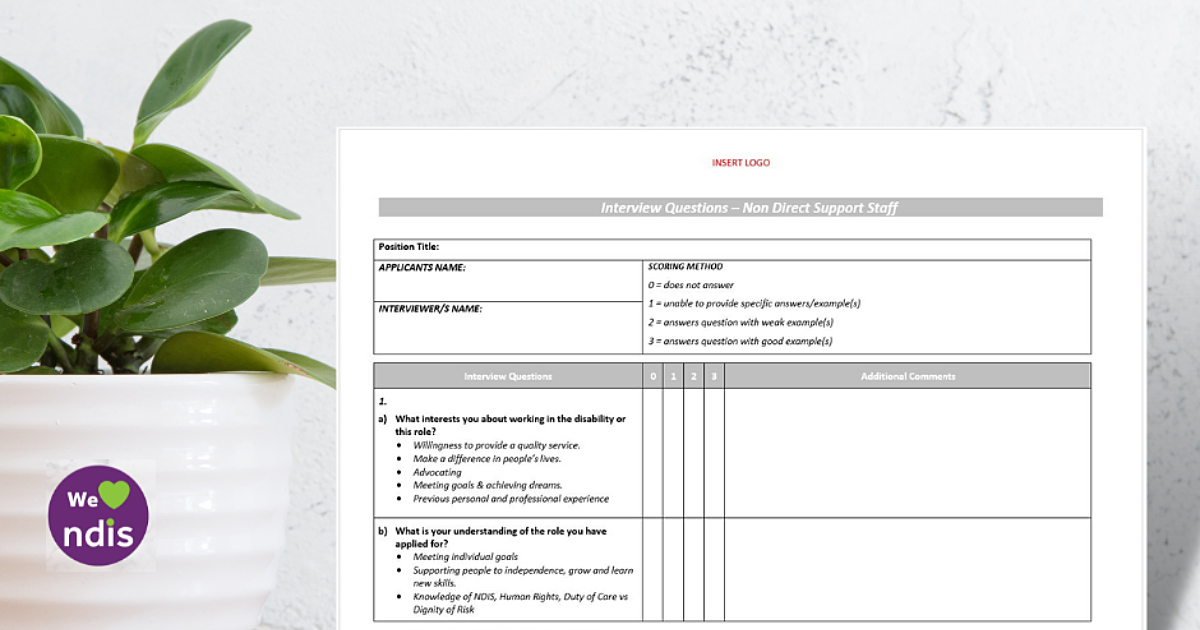 Interview Questions - Non Direct… | Disability Compliance Australia