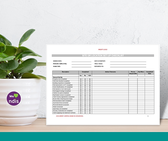 Site or Location Set-Up Checklist Form